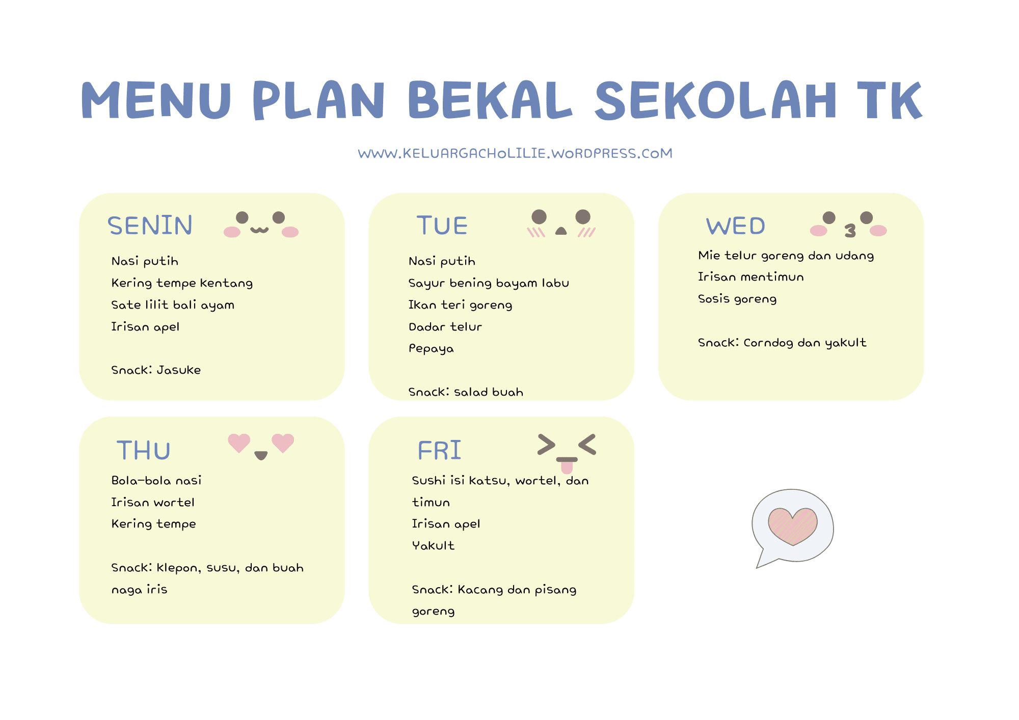 Ide Menu Bekal selama Seminggu untuk Anak Sekolah | Blogger Perempuan ...